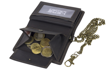 Leas-Leder - Mini Biker Geldbörse extra dünn mit Kette im Hochformat ...