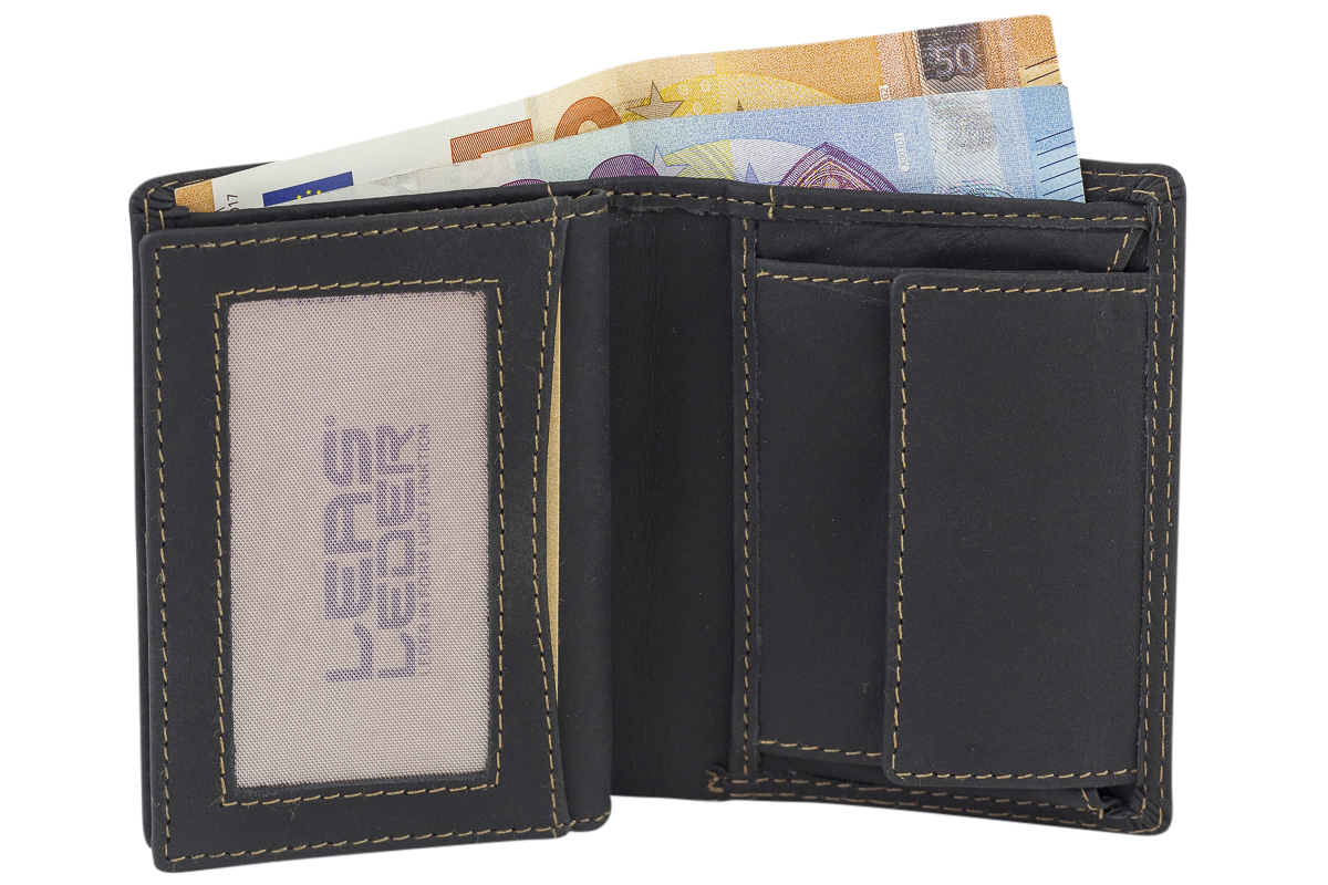 Leas-Leder - Mini Geldbörse extra dünn mit Klappe im Hochformat LEAS ...